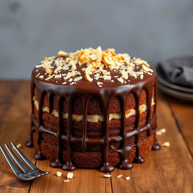 Almond Joy Cake with Chocolate Ganache and Toasted Coconut - Mr. Cook