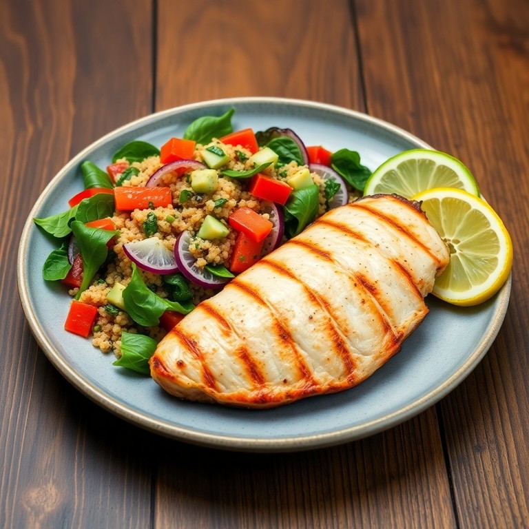 Pechuga de Pollo a la Plancha con Ensalada de Quinoa y Espinacas - Mr. Cook