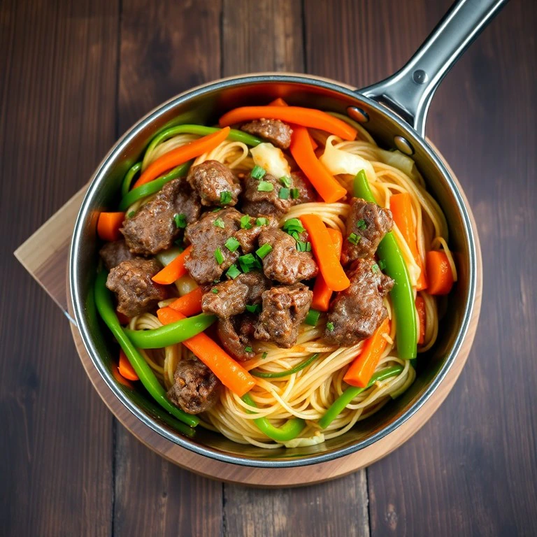 One-Pan Beef and Vegetable Stir-Fry with Spaghetti - Mr. Cook