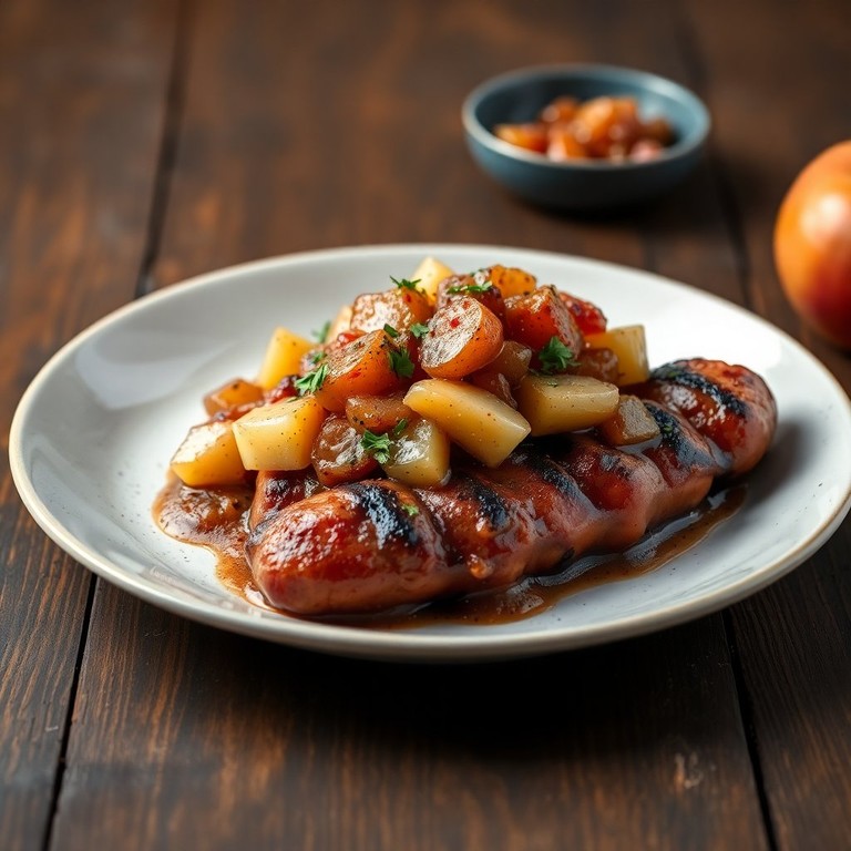 Boudin Grillé avec Compote de Pommes Épicées - Mr. Cook