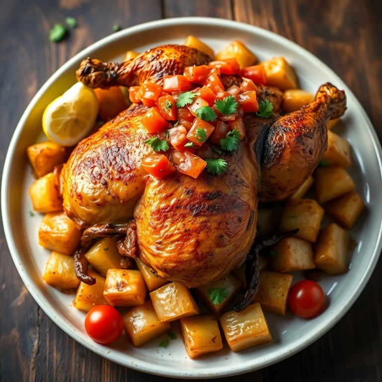 Pollo Asado con Papas y Salsa de Tomate - Mr. Cook