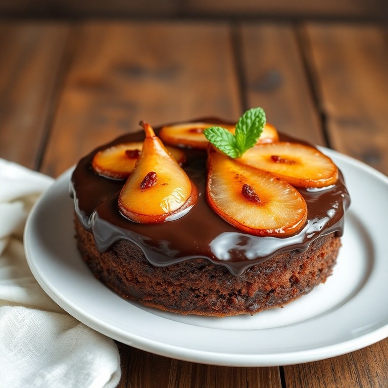 Gâteau au Chocolat au Lait et Poires Caramélisées avec Biscuit - Mr. Cook