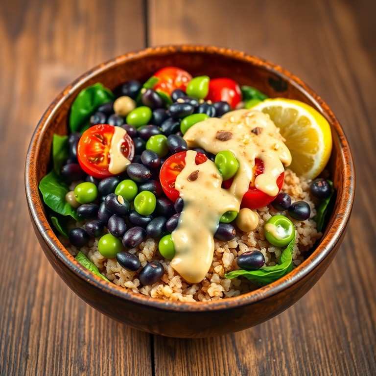 Black Bean & Edamame Rice Bowl with Tahini Dressing - Mr. Cook