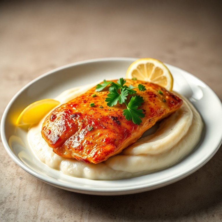 Lemon-Cilantro Baked Chicken with Cauliflower Puree - Mr. Cook