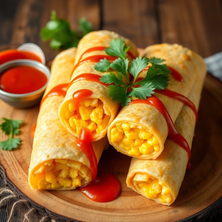 Rollitos de Huevo Revuelto con Sriracha y Queso Amarillo - Mr. Cook