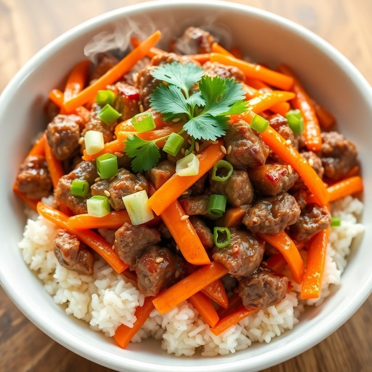 Ginger-Soy Ground Beef, Rice, and Carrot Stir-Fry - Mr. Cook