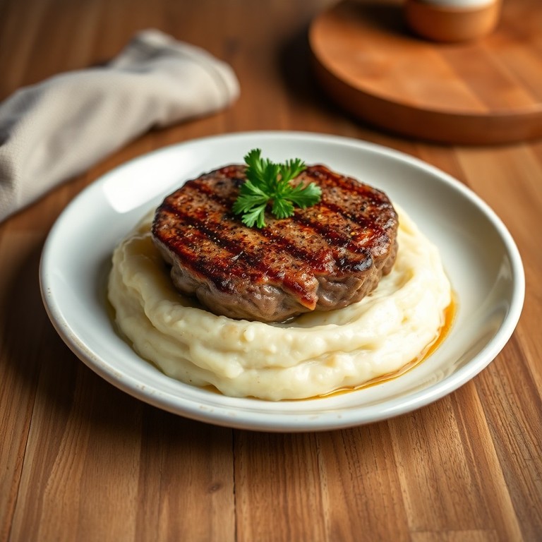 Beef Patties with Mashed Potato Cloud - Mr. Cook