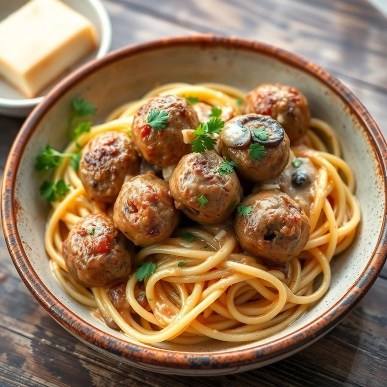 Linguine Grillée aux Boulettes de Steak Haché et Sauce Crémeuse aux ...