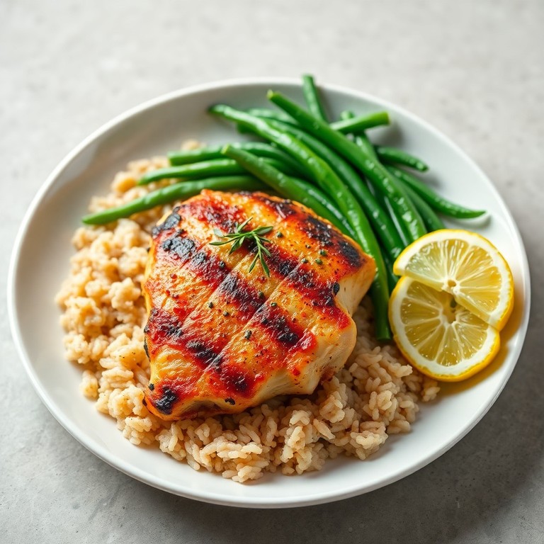 Poulet Grillé au Citron, Riz Complet et Haricots Verts - Mr. Cook