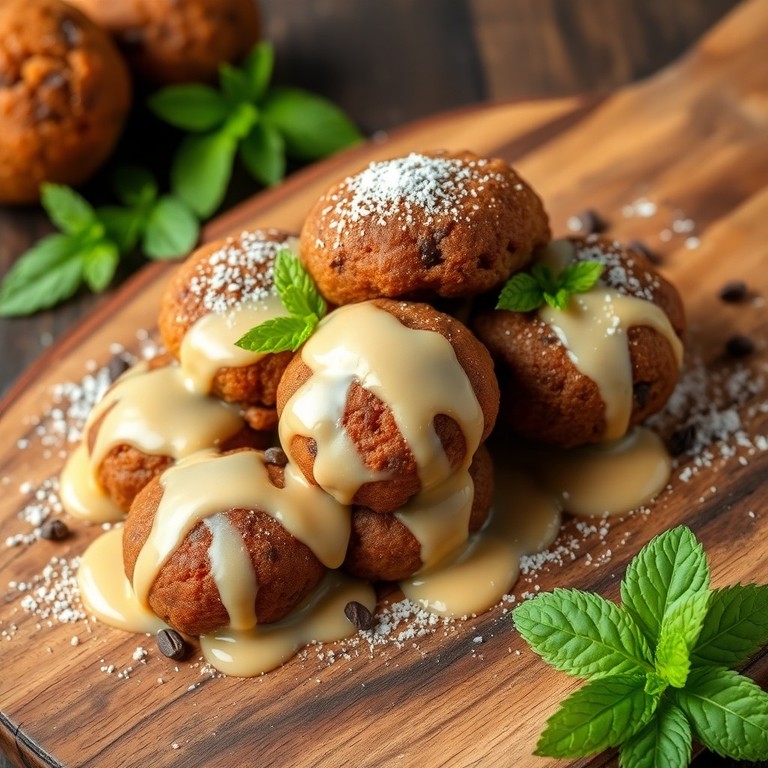 Cocoa Vinegar Fritters with Condensed Milk Drizzle - Mr. Cook