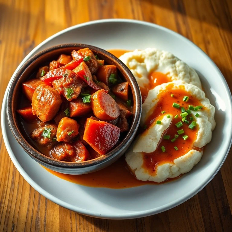 Guiso de Cerdo y Chorizo con Puré de Coliflor - Mr. Cook