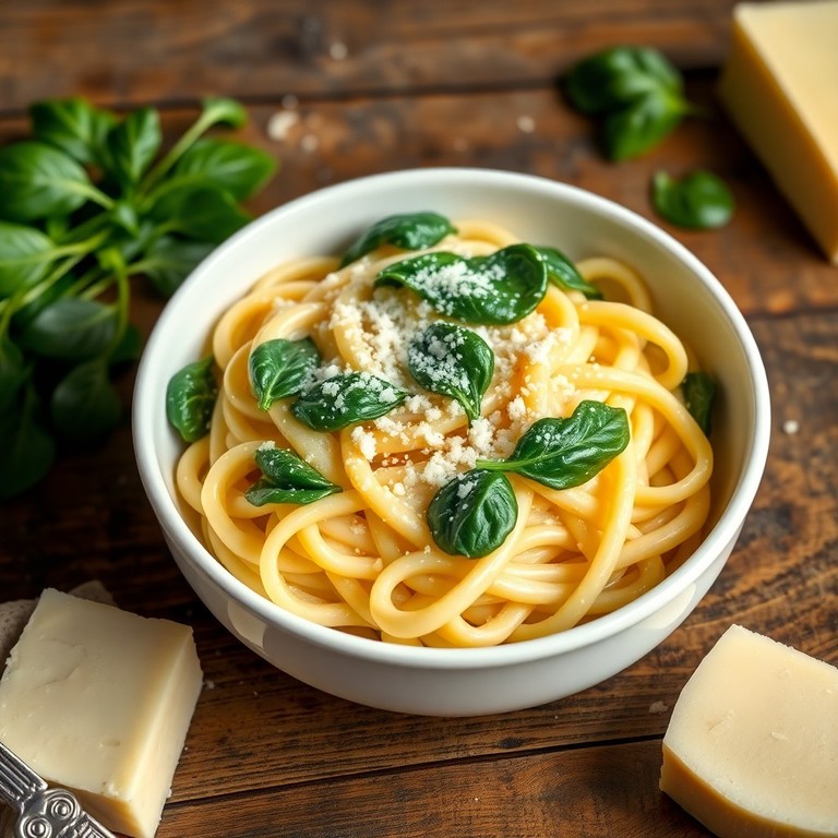 Pasta cremosa con espinacas y queso parmesano - Mr. Cook