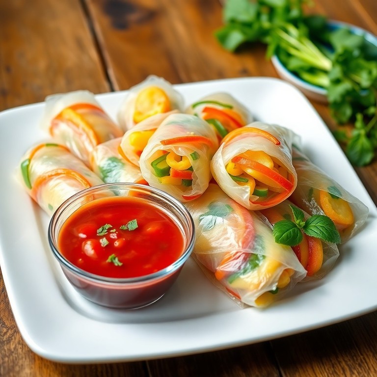 Vegetable Spring Rolls with Tomato Dipping Sauce - Mr. Cook