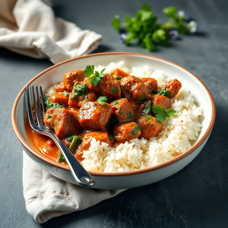 Leichtes Lamm-Spinat-Curry (470 kcal) mit Basmatireis - Mr. Cook