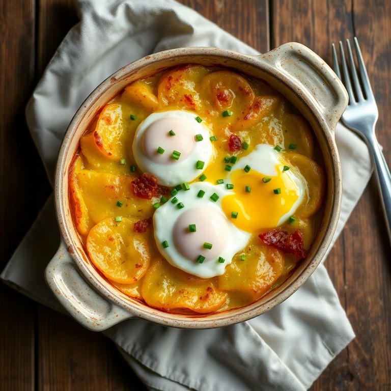 Gratin de Pommes de Terre aux Lardons et Œufs Pochés - Mr. Cook
