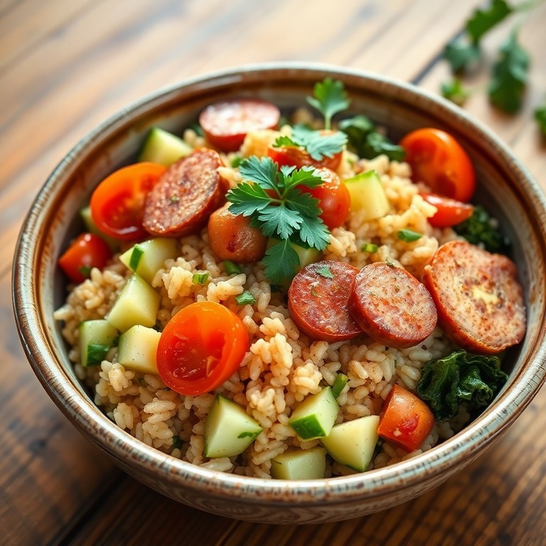 Salada de Arroz Integral com Pepino e Linguiça Defumada - Mr. Cook