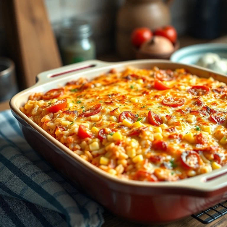 Käse-Reis Auflauf mit Mais, Tomaten und Knoblauch – XXL Variante mit ...