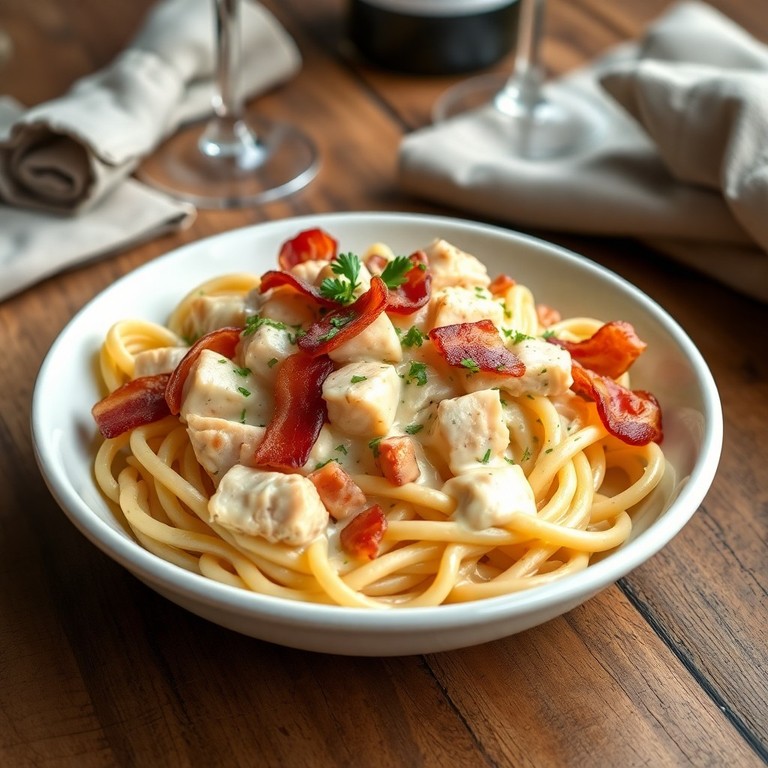 Pasta con Pollo y Bacon en Salsa Cremosa - Mr. Cook