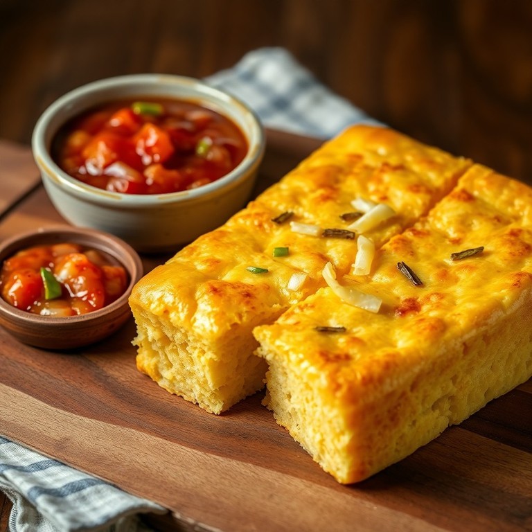Cheesy Cornbread with Spicy Salsa Dip - Mr. Cook