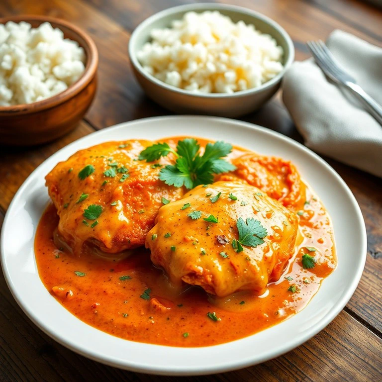 Pollo en salsa cremosa con pimentón y cilantro - Mr. Cook
