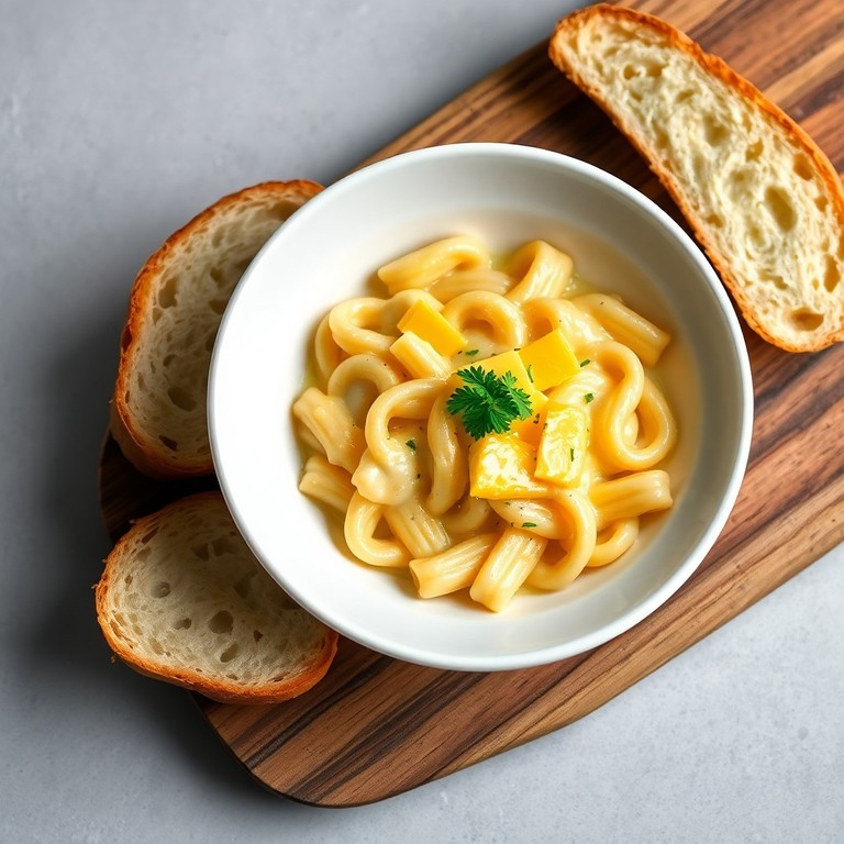 Creamy Cheese Pasta with Soft Bread Side - Mr. Cook