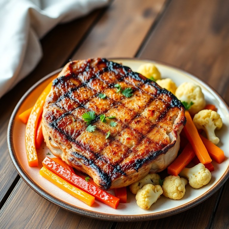 Côte de Porc Grillée avec Poivrons et Carottes Croquantes - Mr. Cook