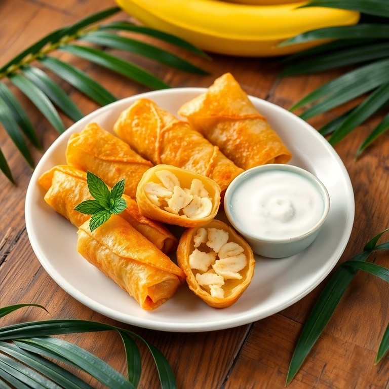 Banana and Coconut Spring Rolls with Sweet Tropical Dipping Sauce - Mr ...