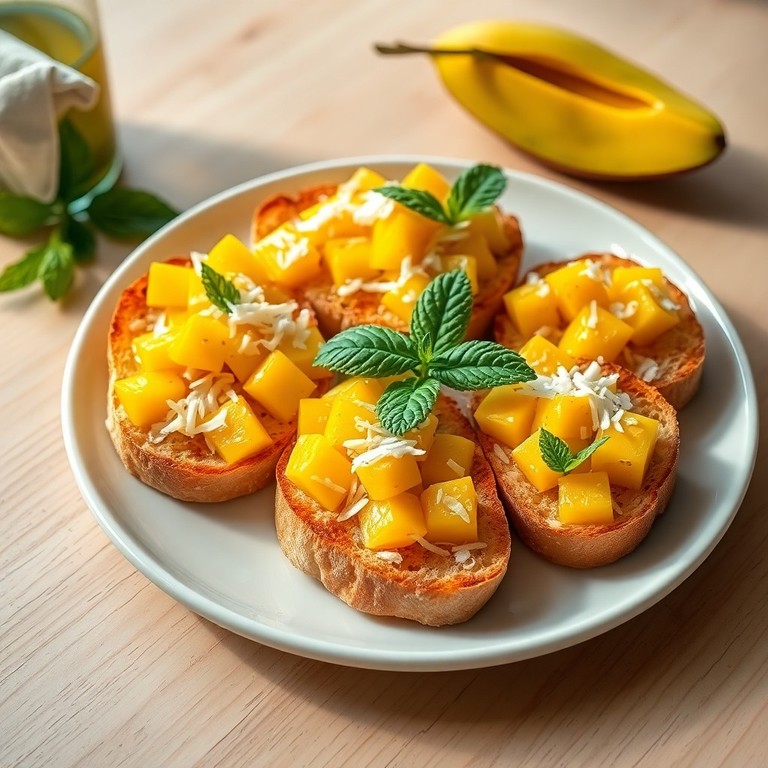 Bruschetta Tropical de Mango y Coco - Mr. Cook