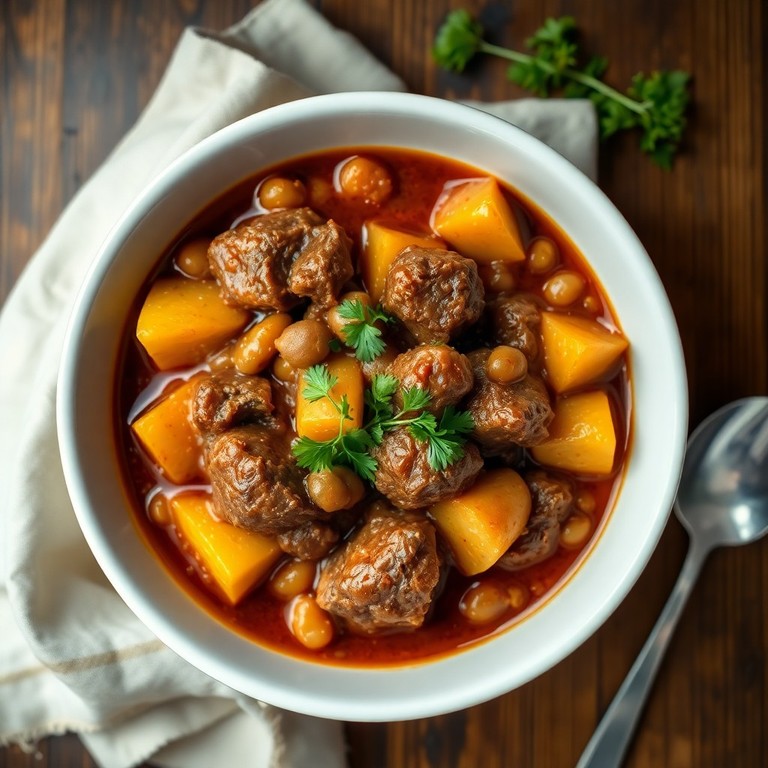 Rustige Runderlap Stoofpot met Aardappel en Bruine Bonen - Mr. Cook