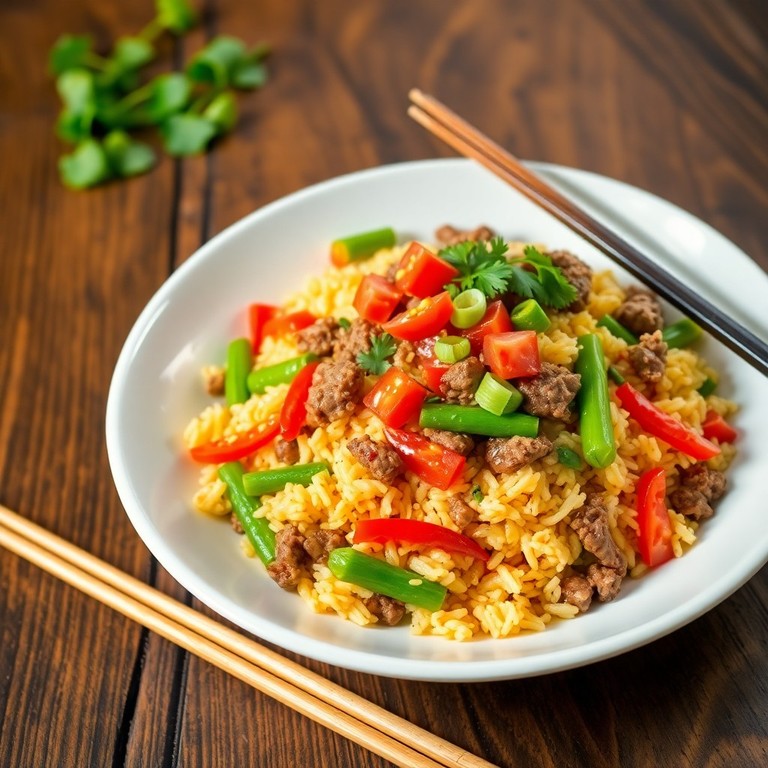 Riz sauté aux légumes et steak haché - Mr. Cook