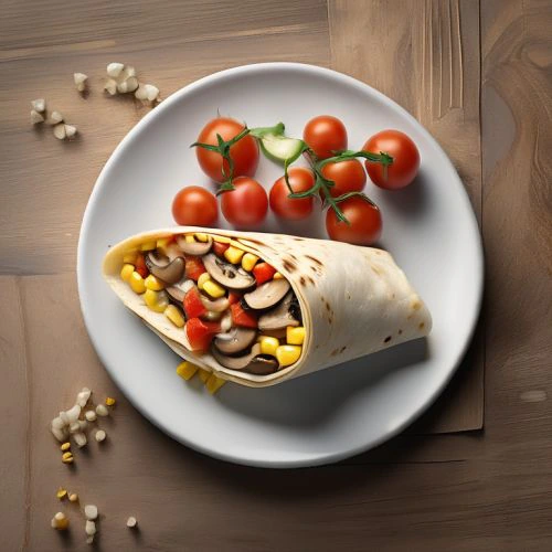 Tomato, Cheese, Mushroom and Corn Wrap - Mr. Cook