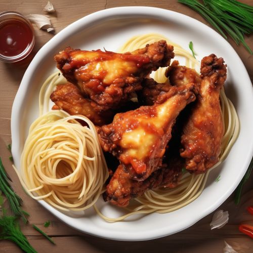 Spicy Chicken Wings with Garlic Spaghetti - Mr. Cook