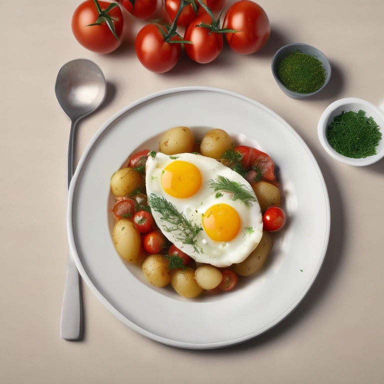 Kefal Potato Eggs with Herbs and Tomatoes - Mr. Cook