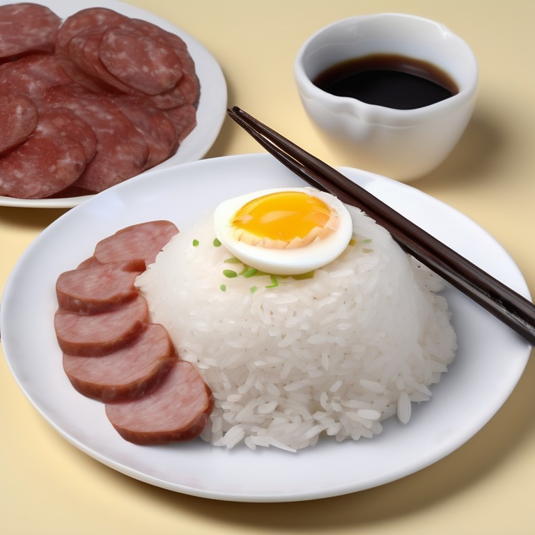 Boiled Rice with Sausage and Hard-Boiled Egg - Mr. Cook