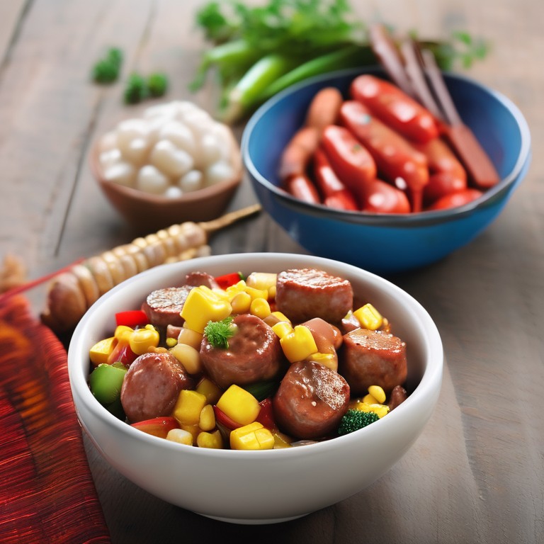 Spicy Sausage Stir-Fry with Lychee and Corn - Mr. Cook