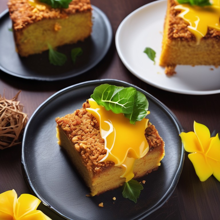 Mango Cake with Farofa, Lettuce, and Pineapple - Mr. Cook